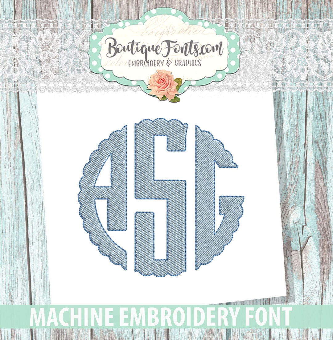 Scallop Circle Filled Monogram Embroidery Font - INSTANT DOWNLOAD - Etsy