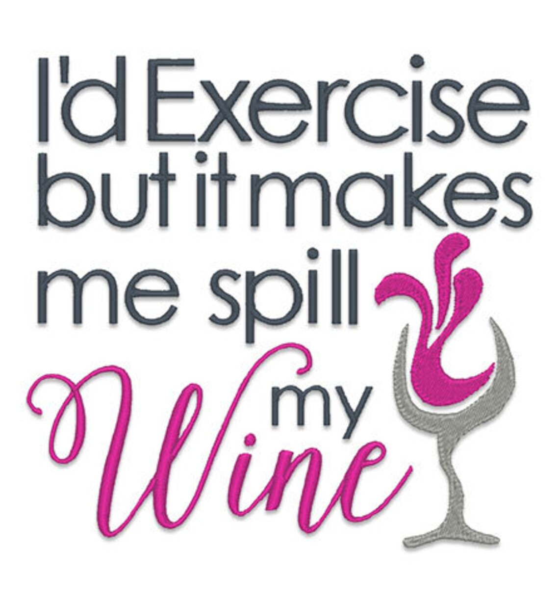 Excercise Wine Embroidery Design - Instant Download - Etsy