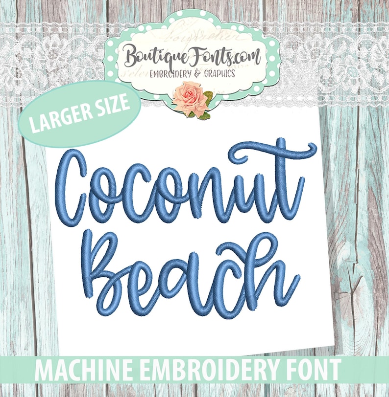 Large Coconut Beach Script Font Machine Embroidery Font Set - Instant ...