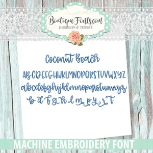 Coconut Beach Script Font Machine Embroidery Font Set - Instant ...