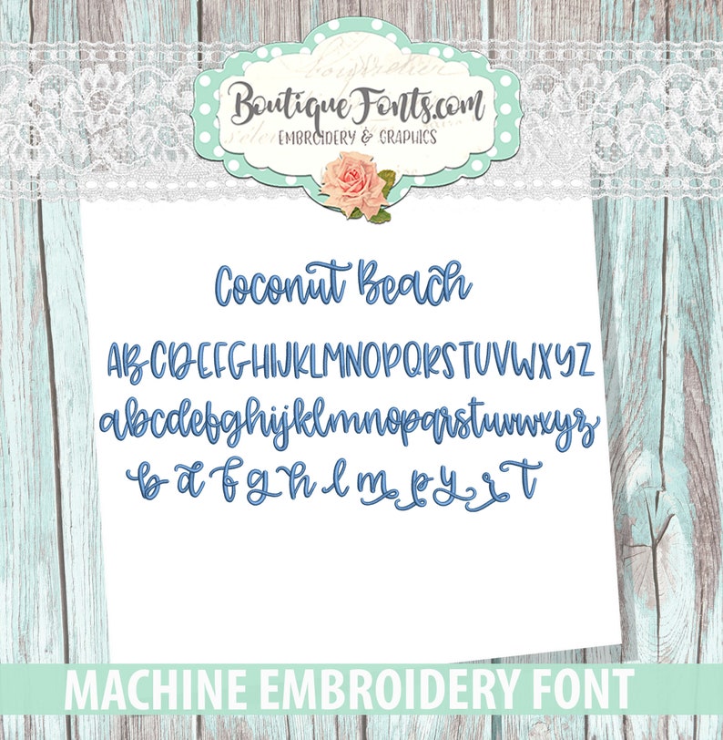 Coconut Beach Script Font Machine Embroidery Font Set - Instant ...