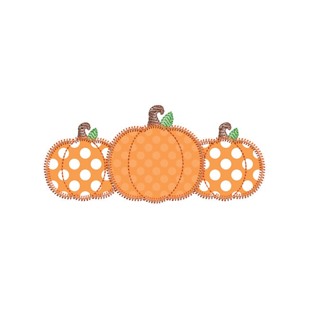 Pumpkin Trio Zigzag Applique Embroidery Design - Instant Download - Etsy
