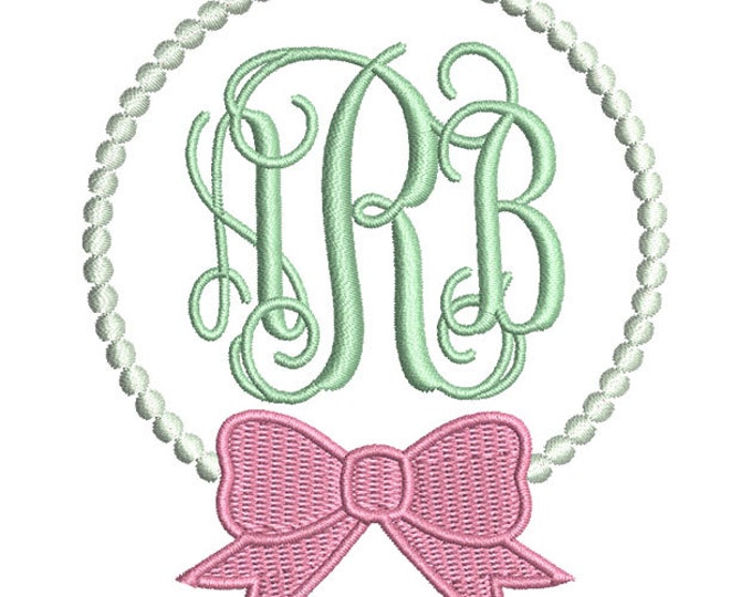 Dot Bow Applique Monogram Frame Embroidery Design Instant Download - Etsy