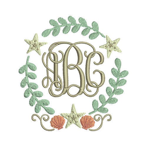 Beach Monogram Frame Digital Machine Embroidery Design 4 - Etsy