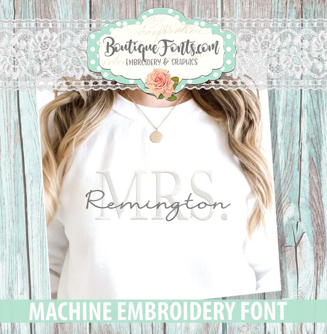 Remington Script Font Machine Embroidery Font Set - Instant Download - Etsy