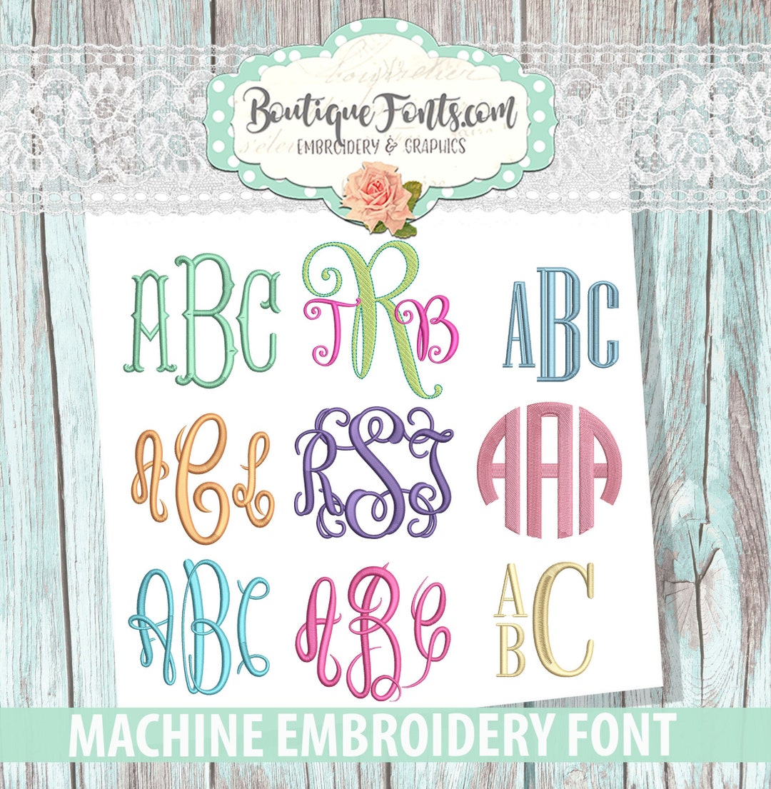 9 Embroidery Monogram Embroidery Font Set BX Font - Instant Download - Etsy
