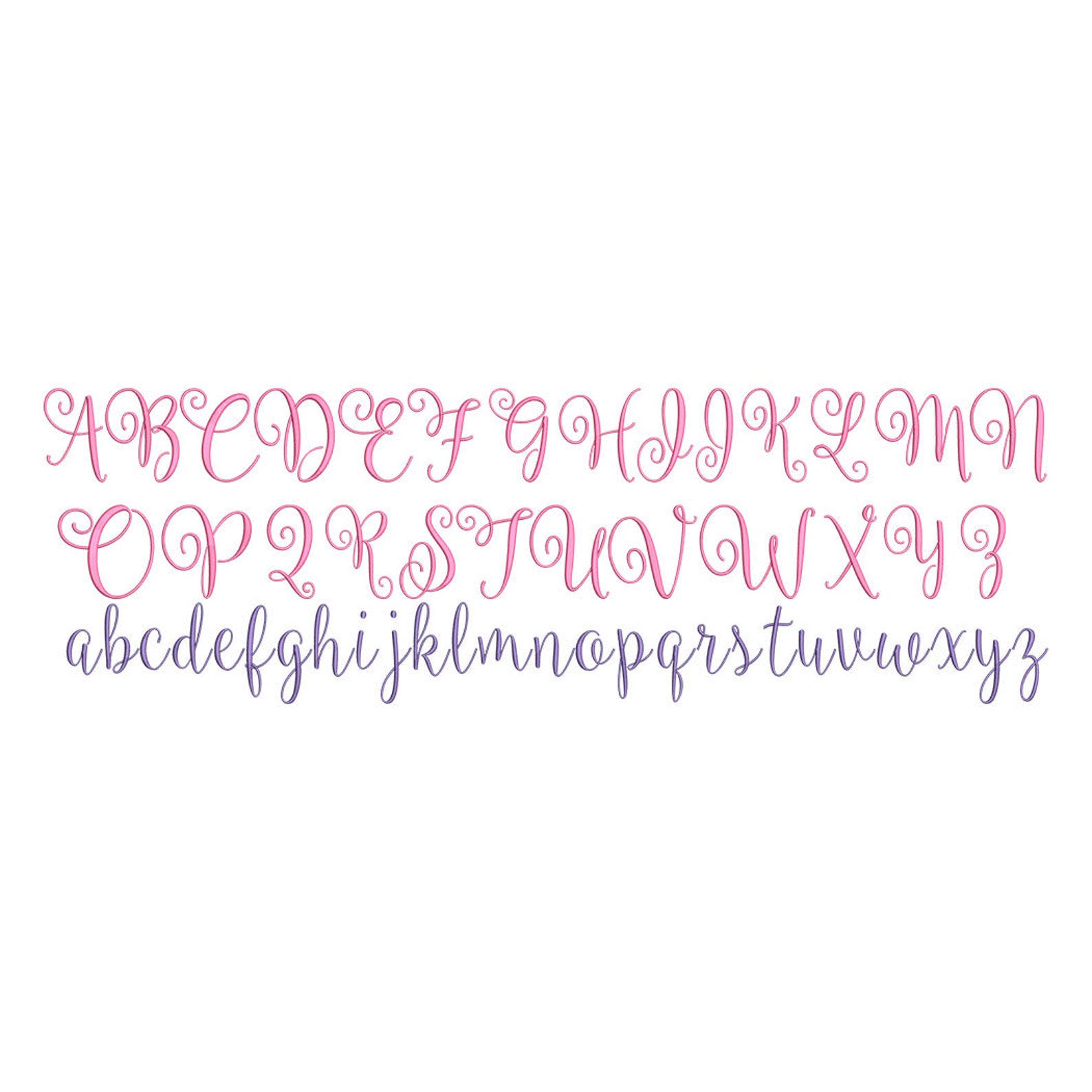 Curly Embroidery Font Set Instant Download - Etsy