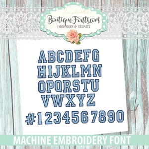 2 Color College Fill Stitch Embroidery Font - Instant Download - Etsy