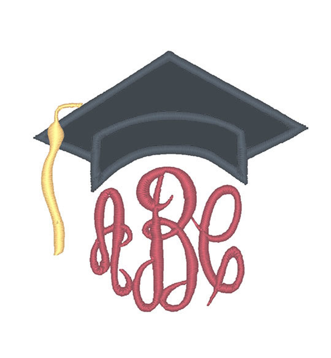 Graduation Cap Monogram Topper Applique Embroidery Design - Instant ...