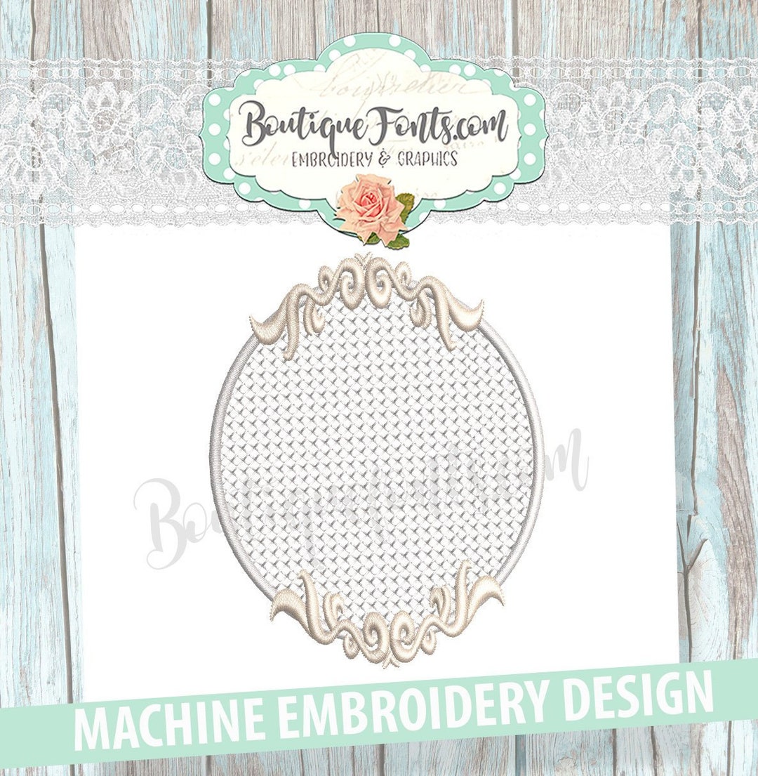 Embossed Scroll Frame Embroidery Monogram Frame - Instant Download - Etsy