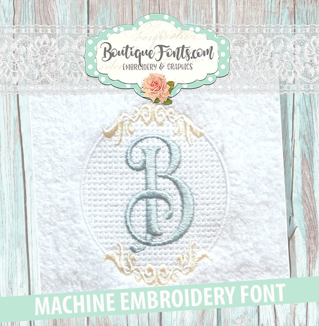 Elegant Vintage Script Monogram Embroidery Font Set - Instant Download ...