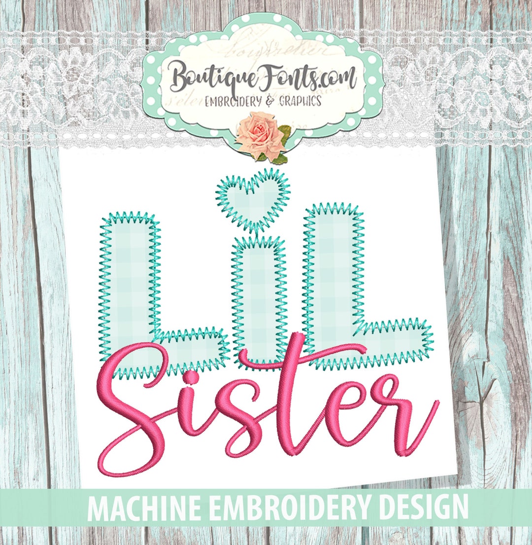 Little Sister Zig Zag Applique Embroidery Design- Instant Download - Etsy