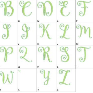 Curly Monogram Embroidery Font Set - Instant Download - Etsy