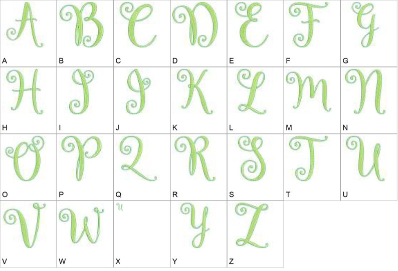 Curly Monogram Embroidery Font Set - Instant Download - Etsy