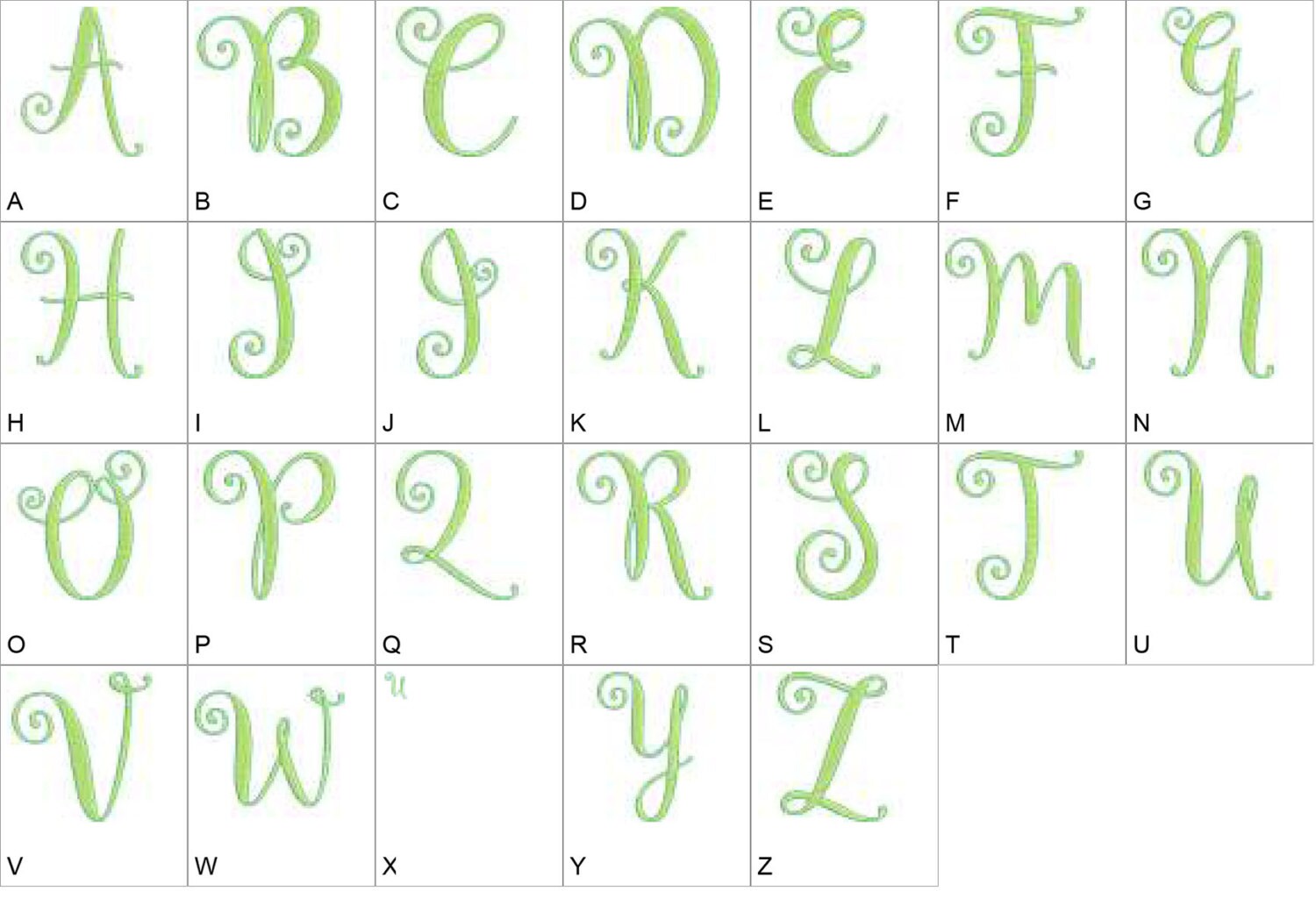 Curly Monogram Embroidery Font Set - Instant Download - Etsy