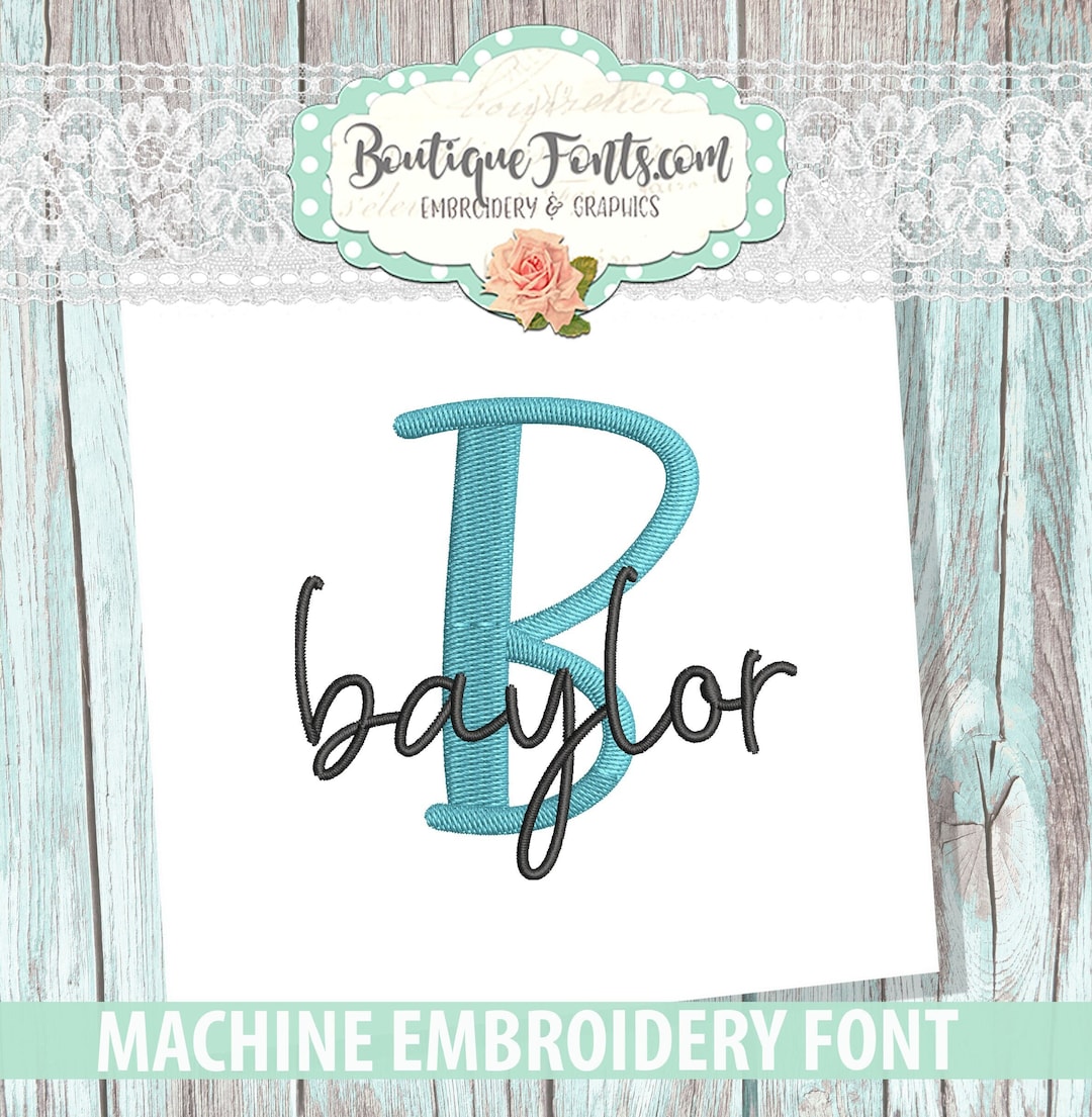 Baylor Stacked Script Font Machine Embroidery Font Set - Instant ...