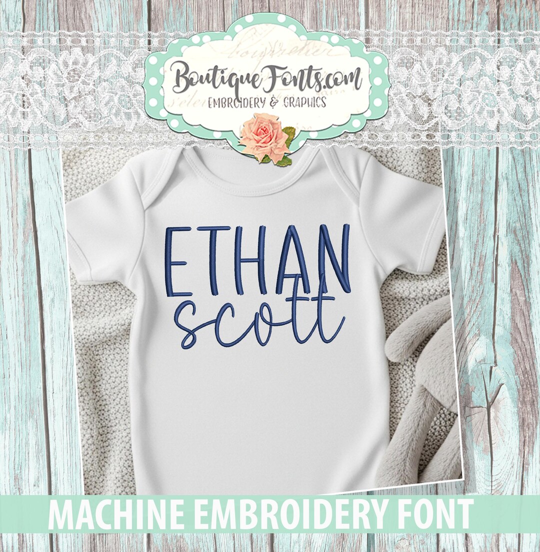 Ethan Scott Script Embroidery Font Set - Instant Download - Etsy