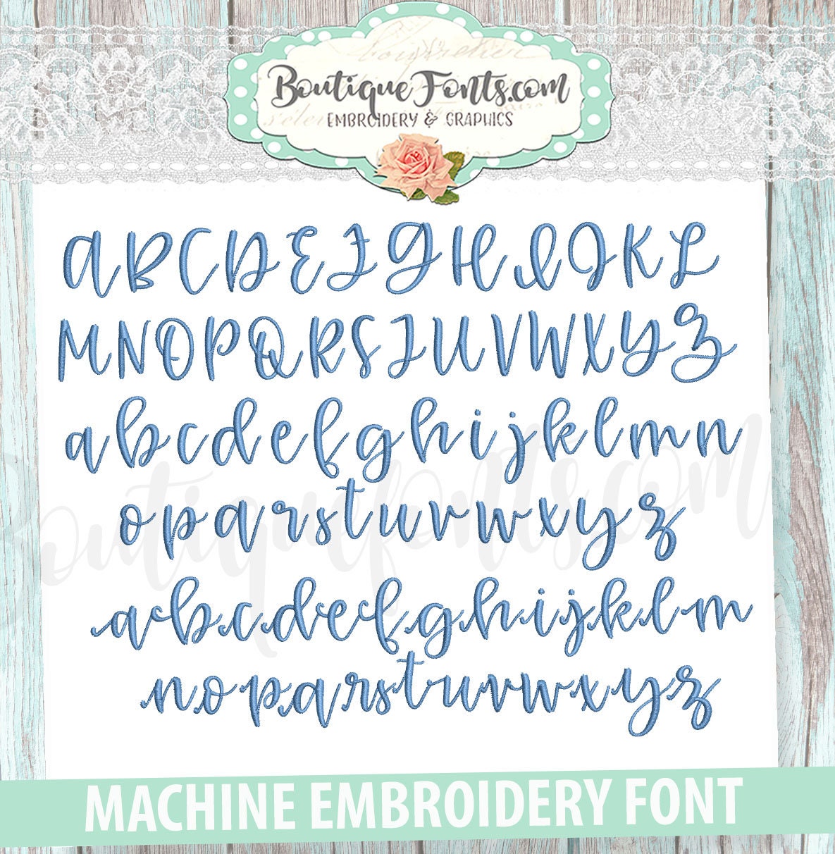 Baby Blue Script Font Machine Embroidery Font Set Instant | Etsy