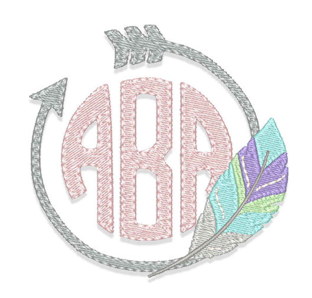 Arrow Feather Monogram Frame Embroidery Design - Instant Download - Etsy