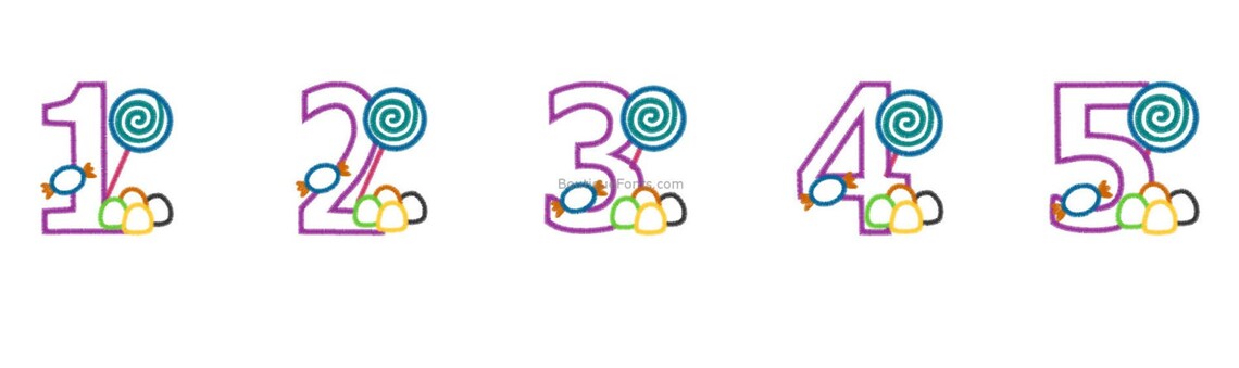 Candy Land Birthday Numbers Embroidery Set Instant Download | Etsy