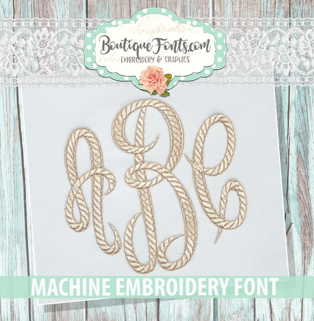 Classic Rope Monogram Embroidery Font Set - Instant Download - Etsy