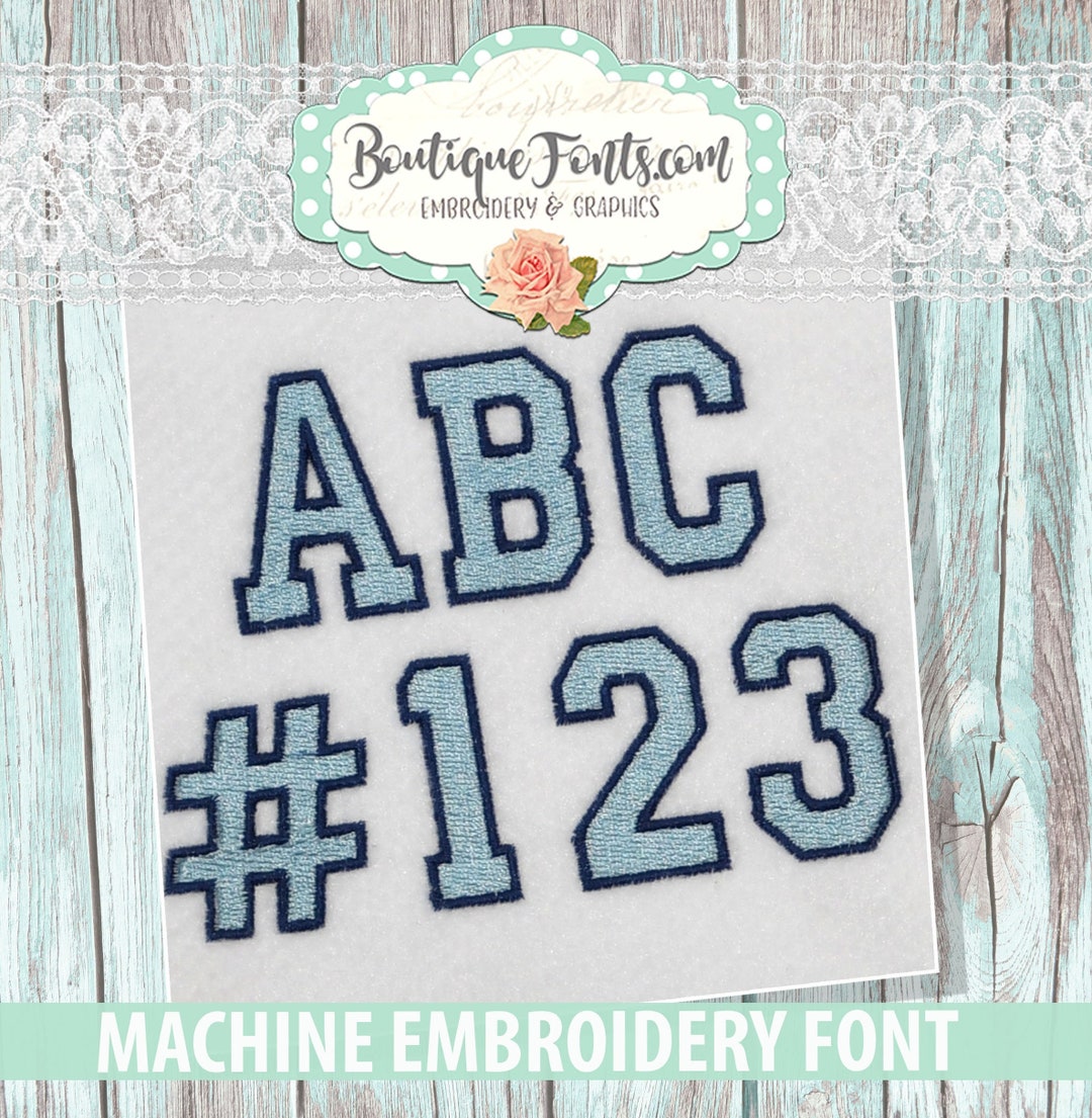 2 Color College Fill Stitch Embroidery Font - Instant Download - Etsy