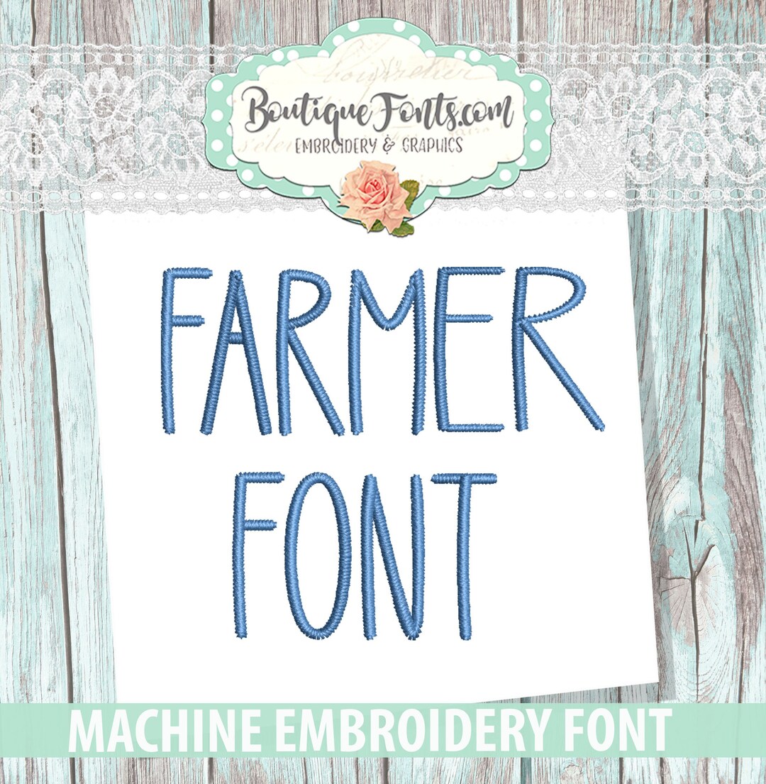 Farm Font Machine Embroidery Font Set - Instant Download - Etsy