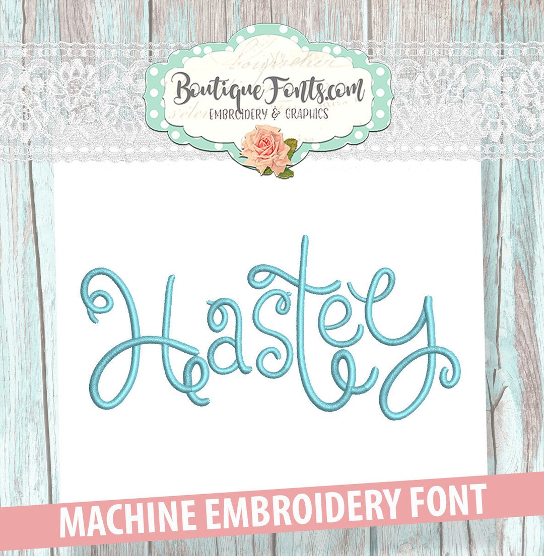 Hastey Script Font Embroidery Font Set Instant Download - Etsy