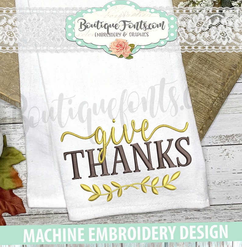 Give Thanks Fall Embroidery Design - Instant Download - Etsy