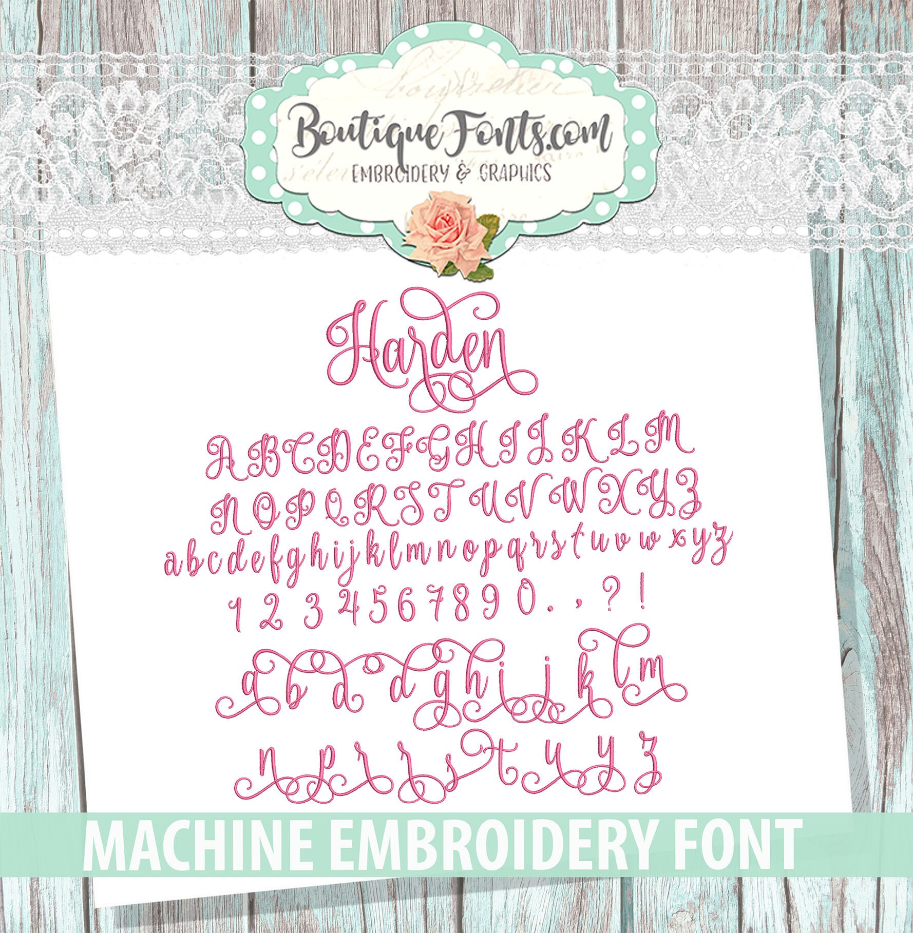 Harden Machine Embroidery Script Font INSTANT DOWNLOAD - Etsy