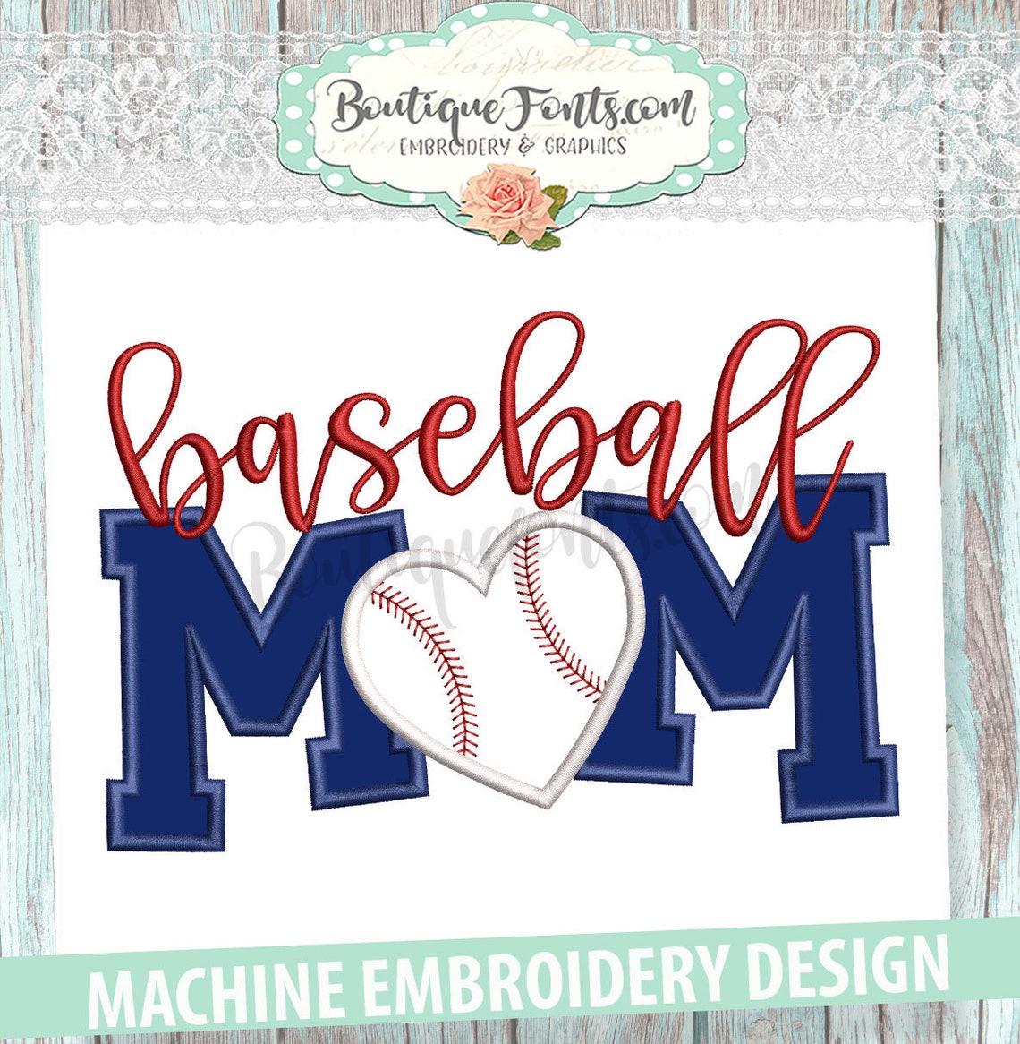 Baseball Mom Applique Machine Embroidery Design Instant - Etsy
