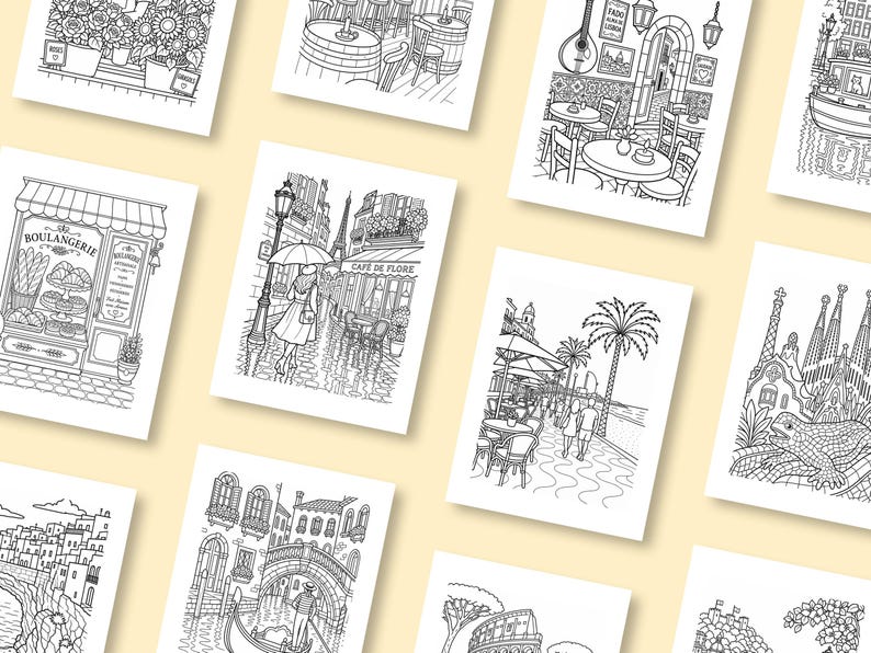 Cozy European Cities Coloring Book 1 - Etsy