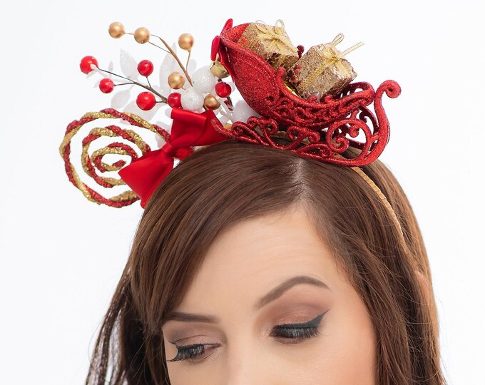 Santa Sleigh Christmas Headband Adult Christmas Headband Holiday ...