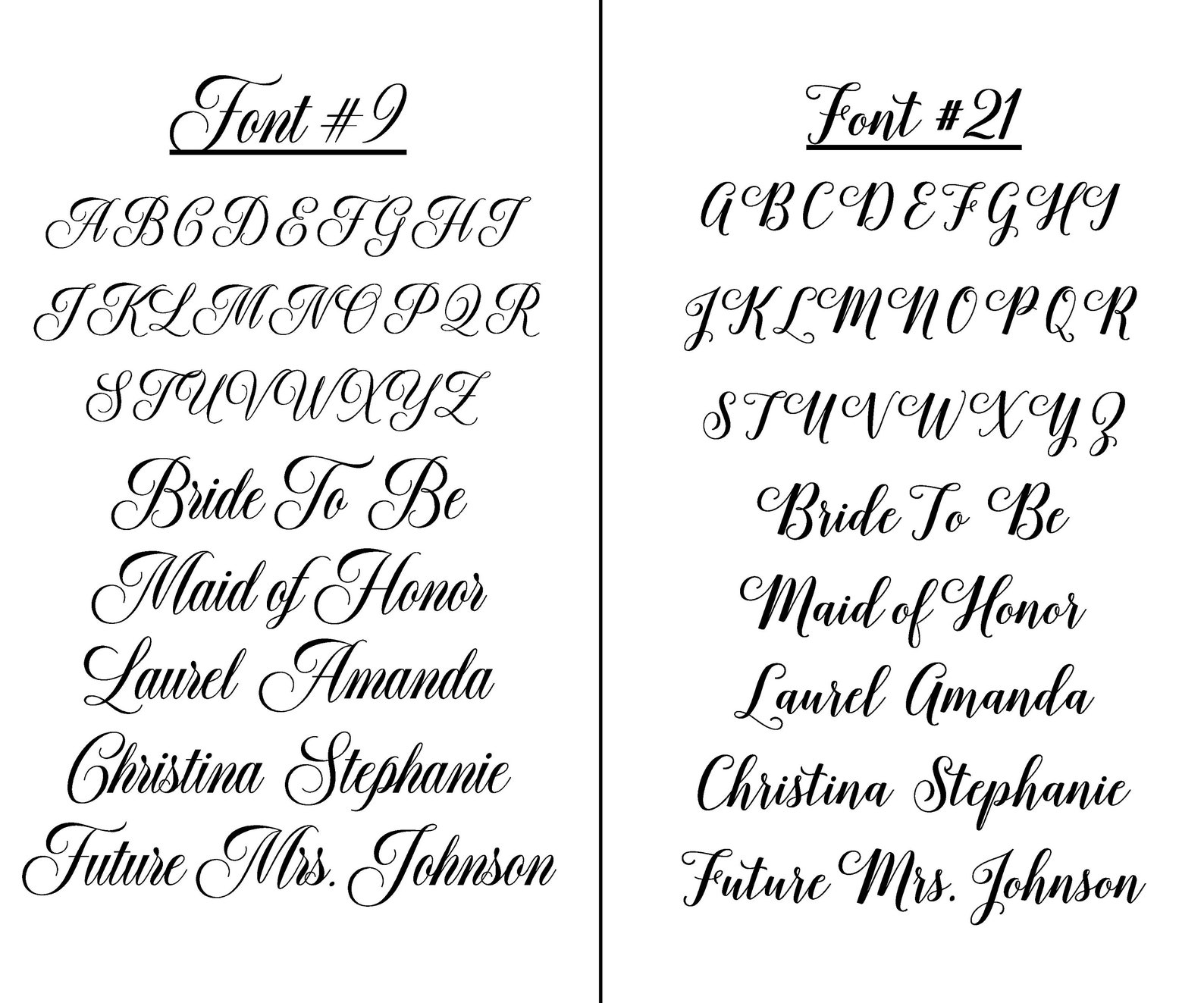 Complete List of Fonts Including All Characters NOT FOR | Etsy