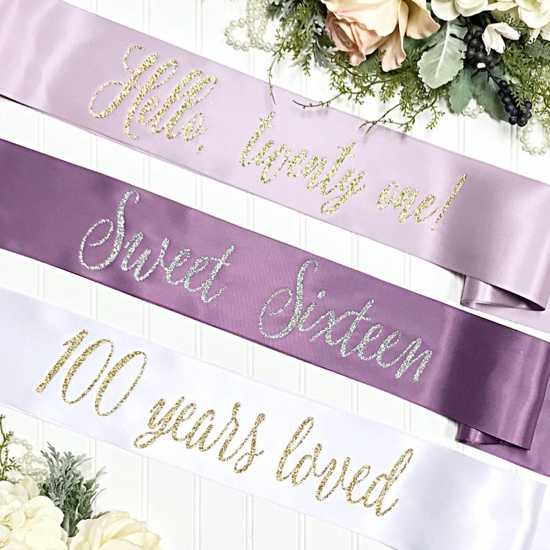 Custom Satin Birthday Sash, Personalized With Any Text, Birthday Party ...