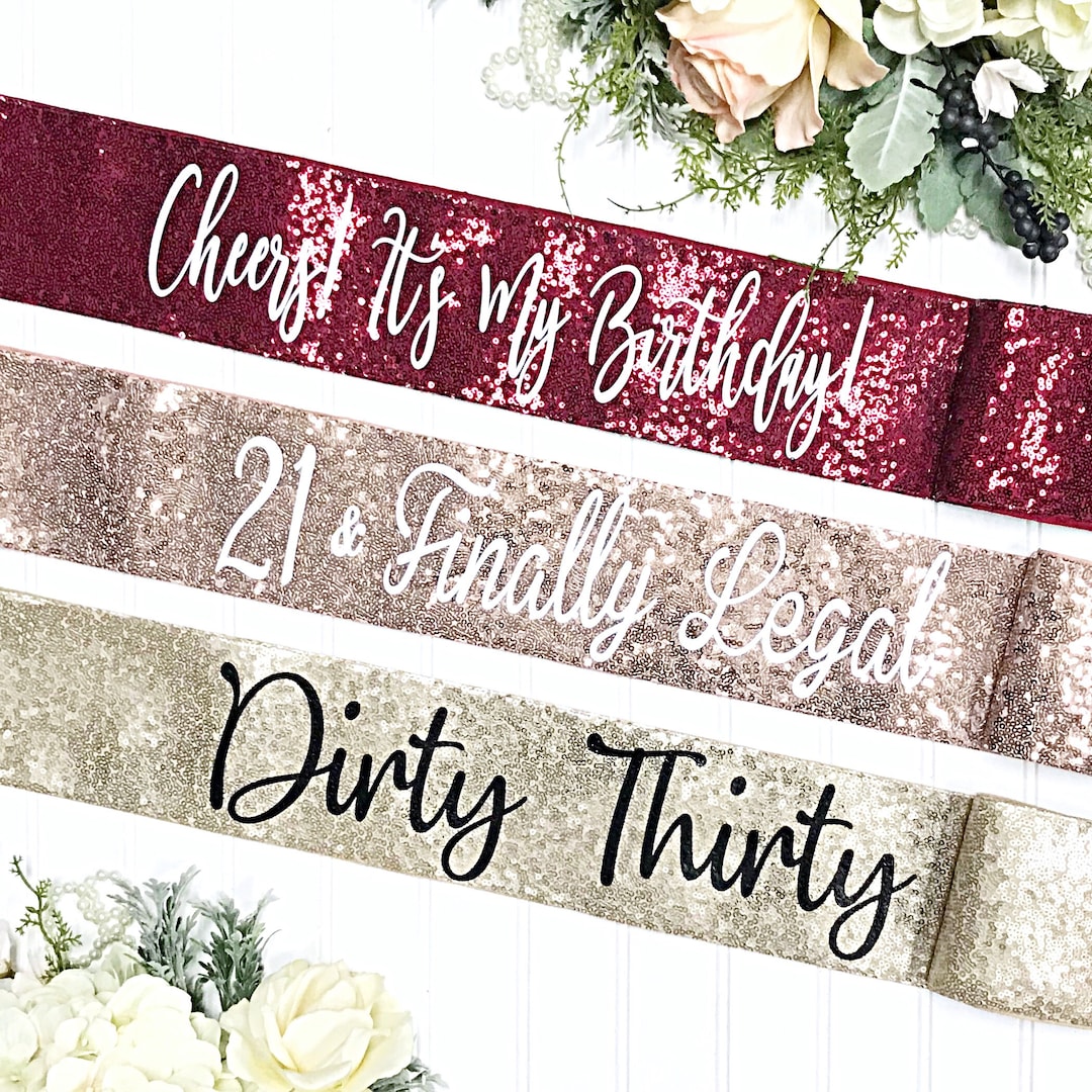 Sequin Birthday Sash, Sparkly Birthday Sash for Women, Personalized ...