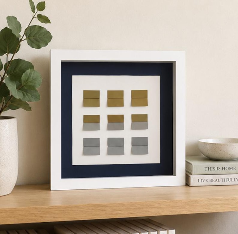 Custom Folded Paper Shadow Box | Geometric Wall Art, 9x9 Framed Artwork ...
