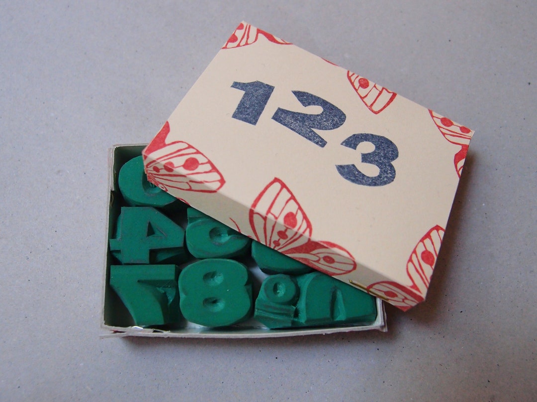 Rubber Stamp Numbers else Handcarved Stamp Set - Etsy