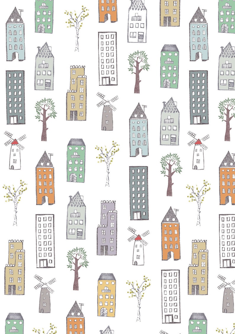 Wrapping Paper houses La Cittá | Etsy