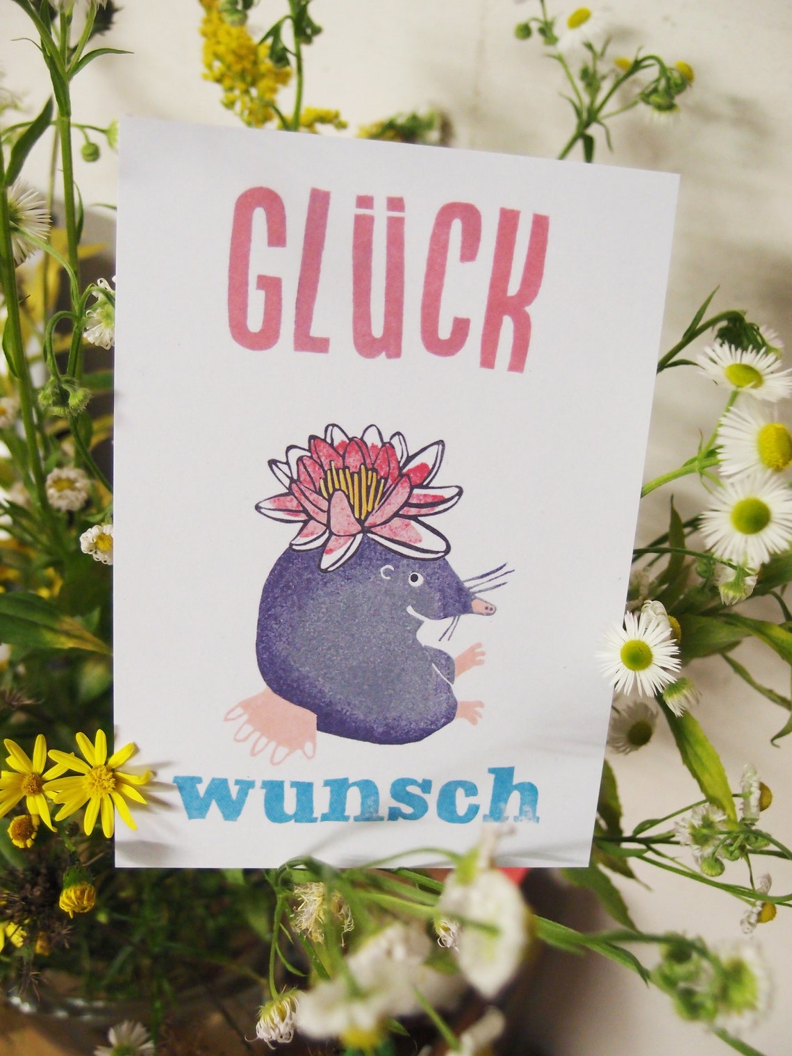 Postcard German Mole Birthday | Etsy