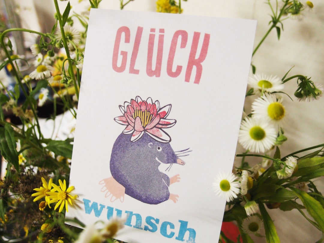 Postcard German Mole Birthday - Etsy