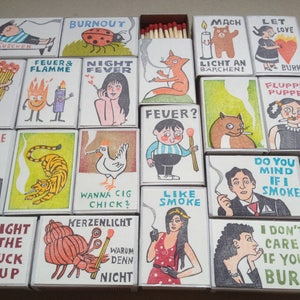 Illustrated Matchbox Set Burn Mf Burn - Etsy