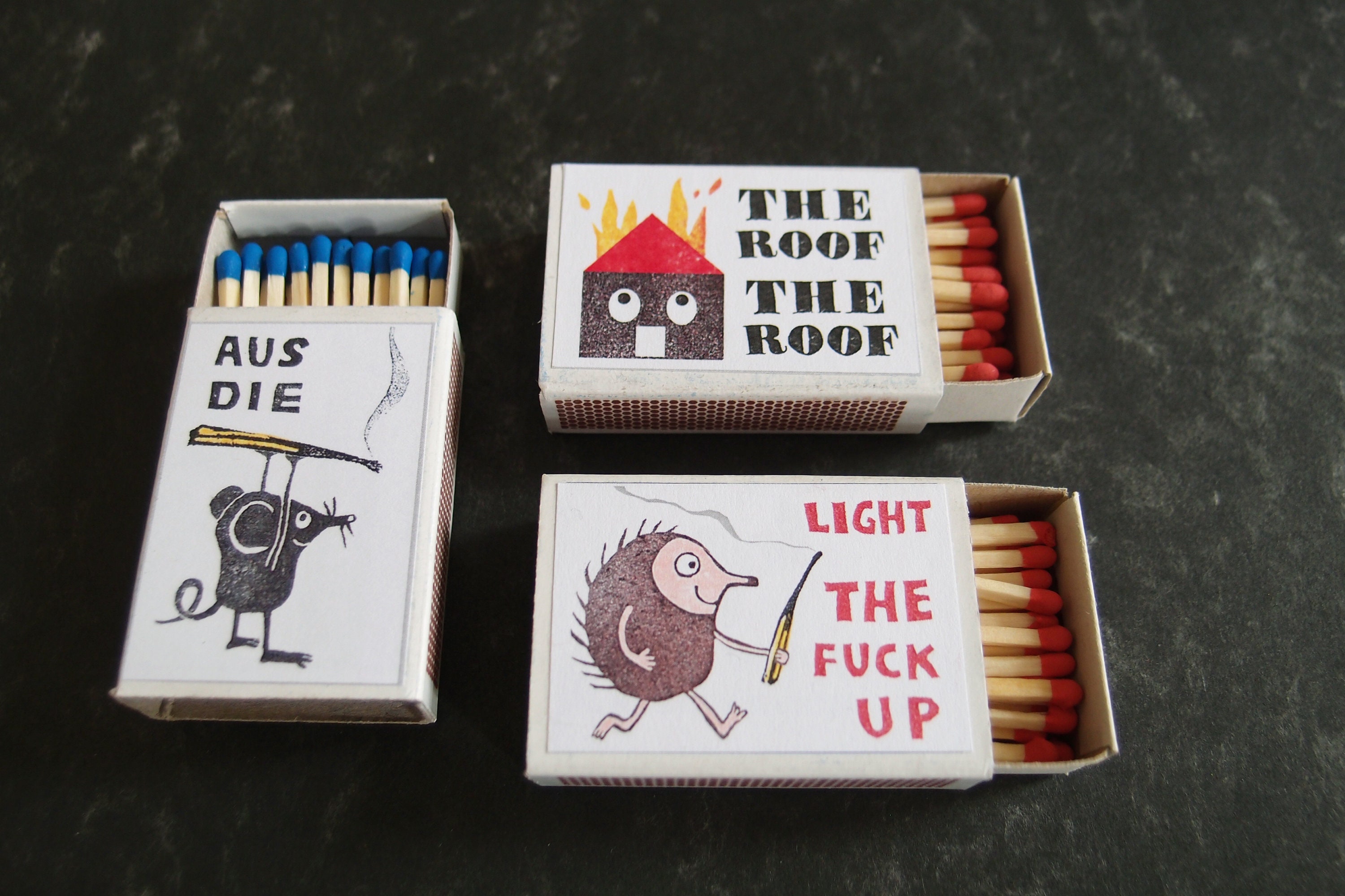 Illustrated Matchbox Set Burn Mf Burn - Etsy