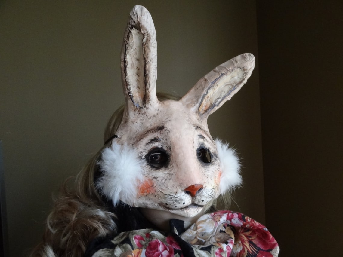 Paper Mache Rabbit Mask Bunny Mask Rabbit Costume Bunny - Etsy