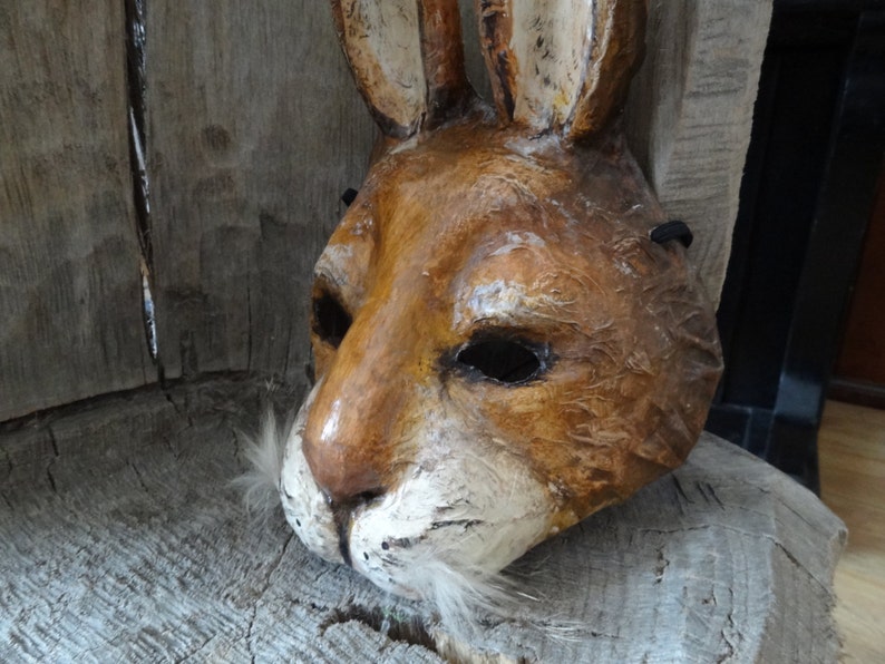 Halloween Mask Animal Mask Paper Mache Rabbit Mask Bunny - Etsy