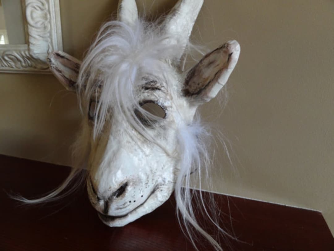 Goat Mask, Halloween Mask, Goat Costume, Paper Mache Goat Mask - Etsy