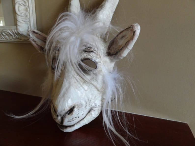 Goat Mask, Halloween Mask, Goat Costume, Paper Mache Goat Mask - Etsy