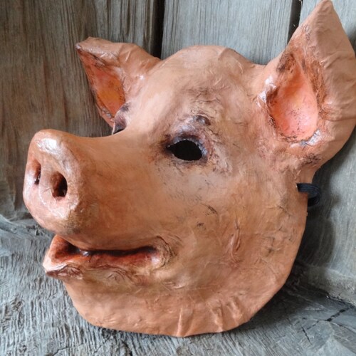 Animal Mask Pig Mask Pig Costume Paper Mache Mask - Etsy