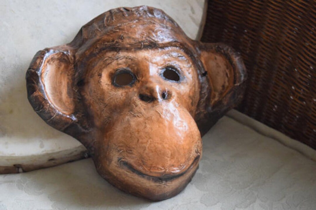 Monkey Mask, Halloween Mask ,paper Mache Mask, Animal Mask, Halloween ...