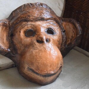 Monkey Mask, Halloween Mask ,paper Mache Mask, Animal Mask, Halloween ...